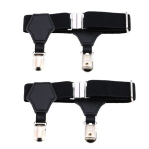 outman 2pcs adjustable sock garters metal clips sock suspenders holders for cotton and silk socks (black)