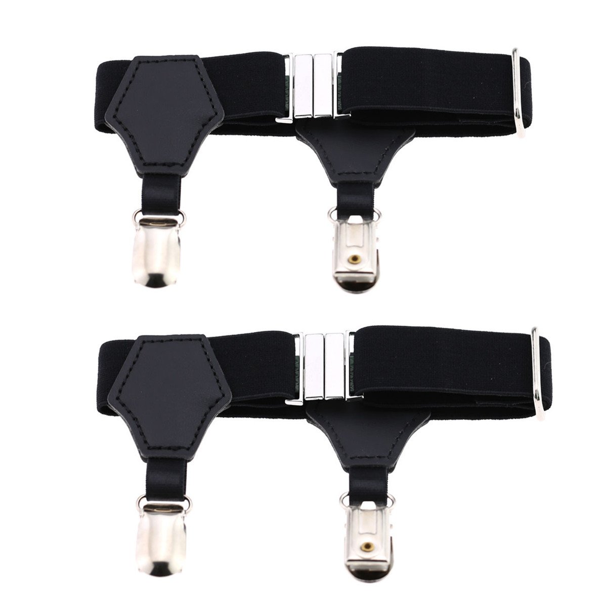 Outman 2pcs Adjustable Sock Garters Metal Clips Sock Suspenders Holders for cotton and silk socks (Black)