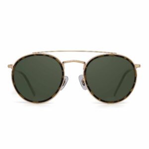 jim halo small polarized round sunglasses for women vintage double bridge frame (gold frame/polarized green lens)