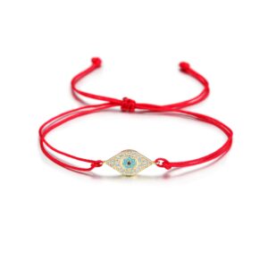 wistic evil eye bracelets adjustable charm lucky protection spiritual kabbalah red/black string thread bracelet anklet jewelry for women men friendship (red evil eye)