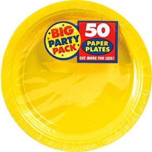 amscan big party pack paper luncheon plates 7-inch, 100/pkg, sunshine yellow