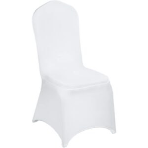 vevor 100 pcs white chair covers polyester spandex chair cover stretch slipcovers for wedding party dining banquet chair decoration covers