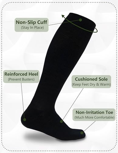 +MD 3 Pairs Light Compression Socks for Women & Men,Viscose for Bamboo 8-15mmHg Soft Support Scoks for Pregnant Nurses Travel 10-13 Black