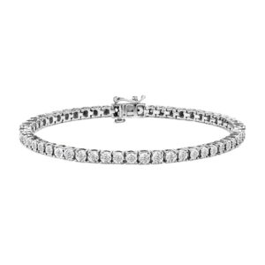 original classics .925 sterling silver 1.0 cttw miracle-set diamond round faceted bezel tennis bracelet (i-j color, i3 clarity) - 7"