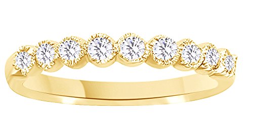 AFFY White Natural Diamond Engagement Wedding Band Ring in 10k Solid Yellow Gold (0.33 Cttw)