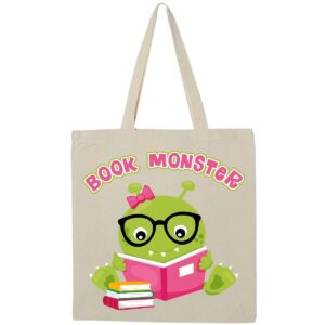 inktastic book monster girl tote bag natural 2bcf0