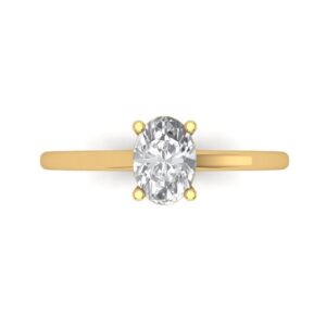 1.0 ct brilliant oval cut clear simulated diamond 14k yellow gold solitaire engagement bridal anniversary ring size 3.5