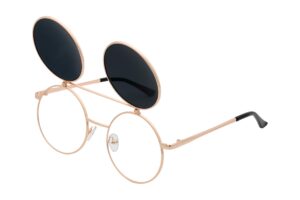 j&l glasses retro flip-up round goggles steampunk sunglasses (golden,black, clear)