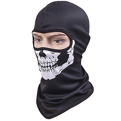 TClian Skull Mask Balaclava Ghost Skeleton Bandana Motorcycle Full Face Mask Military Tactical Airsoft Masks Halloween Mask (Skull-01)