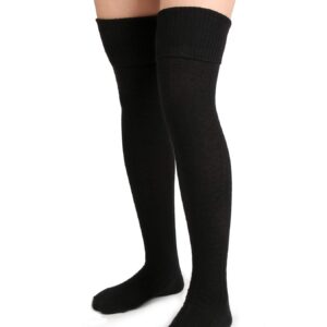 Moon Wood Women Thigh High Socks Black Over the Knee Leg Warmer Girls Tall Long Stockings, 1 Pack