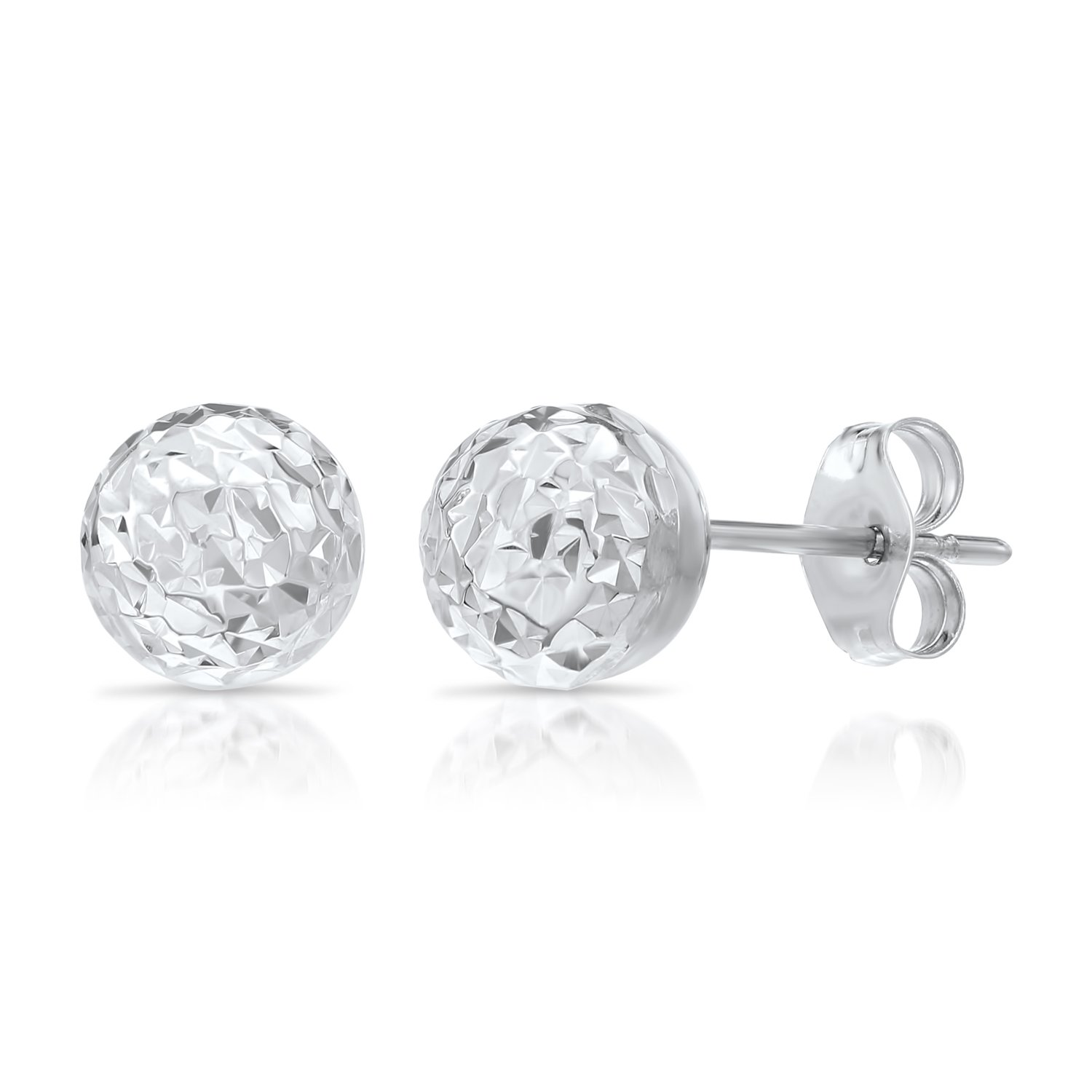 14k White Gold Diamond-cut Ball Stud Earrings (6mm)……