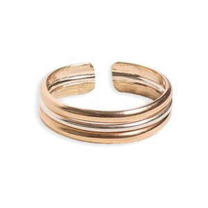 toe ring | triple stack 14k gold fill and sterling silver toe ring | three bonded bands | unisex - one size fits all