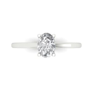 1 ct brilliant oval cut clear simulated diamond 14k white gold solitaire engagement promise bridal anniversary ring size 5