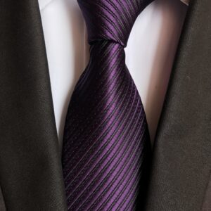 Elfeves Mens Dark Purple Woven Tie HANDMADE Luxury Suit Necktie Birthday Present