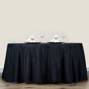 tableclothsfactory 70 inch black round tablecloth - linens polyester table cloth, stain and wrinkle resistant washable table cover for wedding, party, banquet, and restaurant