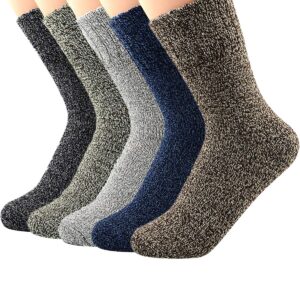 century star womens athletic socks knit pattern sports socks winter wool socks crew cut cashmere socks warm soft socks (02) 5 pairs solid color one size