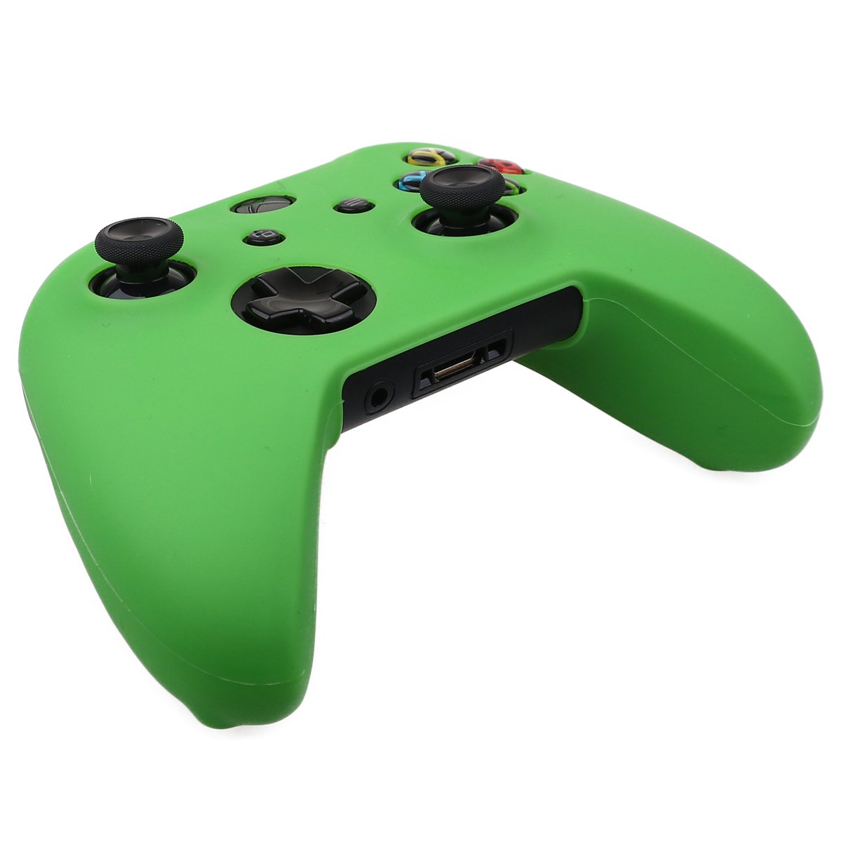 YoRHa Silicone Cover Skin Case for Microsoft Xbox One X & Xbox One S Controller x 1(Green) with Pro Thumb Grips 8 Pieces