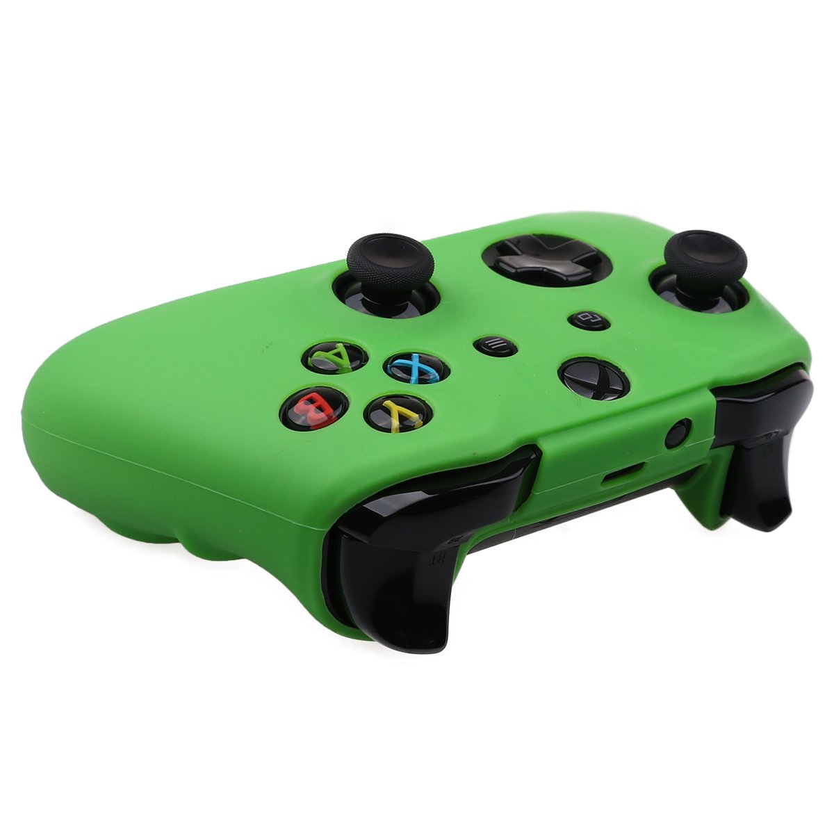 YoRHa Silicone Cover Skin Case for Microsoft Xbox One X & Xbox One S Controller x 1(Green) with Pro Thumb Grips 8 Pieces