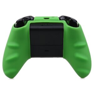 YoRHa Silicone Cover Skin Case for Microsoft Xbox One X & Xbox One S Controller x 1(Green) with Pro Thumb Grips 8 Pieces