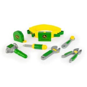 john deere deluxe talking toolbelt - 7-piece kids tool set - interactive construction toys - interactive toddler tools playset - green - 7 count - preschool toys ages 2 years and up