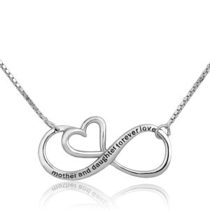 charmsstory mothers day mother daughter forever love infinity sterling silver heart necklace pendant for mom (infinity 01) (style 01)