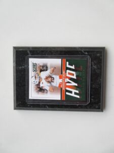 brad kaaya u of miami - detroit lions 2017 hype rookie draft card mounted on a "4 x 6" black marble plaque