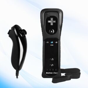 motion plus remote controller compatible with wii, techken built-in 2 in 1 remote motion nunchuck controller with silicon case compatible nintendo wii and wii u