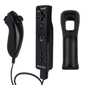 Motion Plus Remote Controller Compatible with Wii, TechKen Built-in 2 in 1 Remote Motion Nunchuck Controller with Silicon Case Compatible Nintendo Wii and Wii U