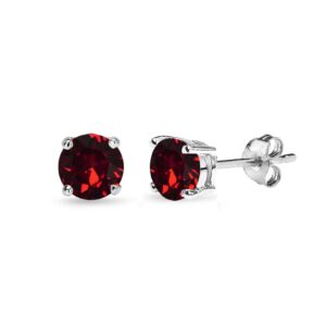 sterling silver 5mm round dark red stud earrings created with european crystals