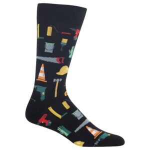 hot sox mens occupation novelty fashion crew casual sock, tools (black), 6 12 us