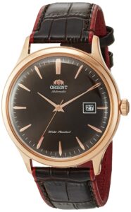 orient 'ac08 v4' japanese automatic/hand winding stainless steel and leather dress watch