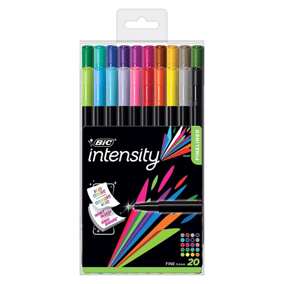 BIC Intensity Fineliner, 20-Pack, Assorted