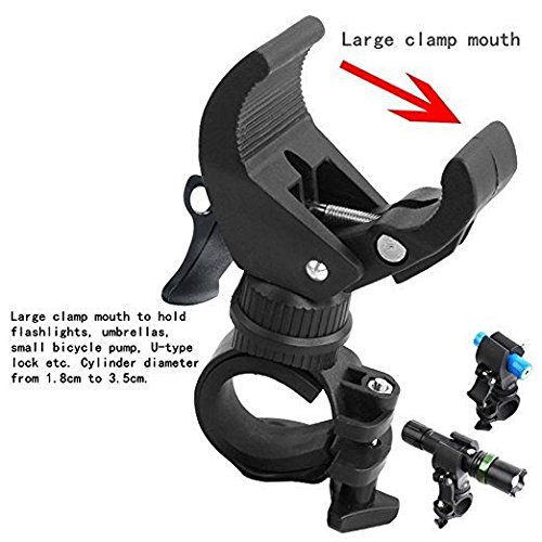 WIROJ BlueSunshine Universal 360-degree Rotating Bike Bicycle Handlebar Mount LED Flashlight Torch Mount Clamp Clip Holder Grip Bracket (Black)