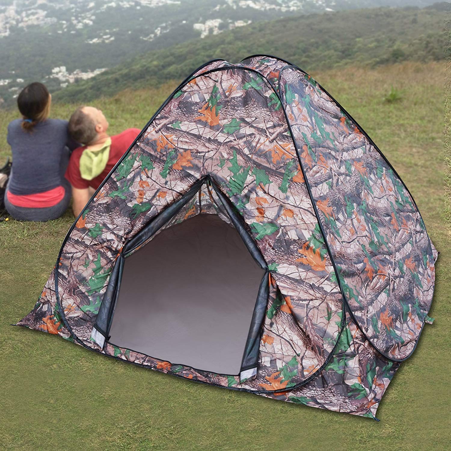 BZTANG Explorer Outdoors 3-4 persons Camouflage Camping Hiking Easy Setup Instant Pop up Tent