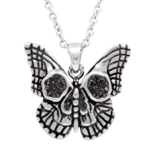 controse butterfly skull necklace with pendant (16" - 18" adjustable chain)