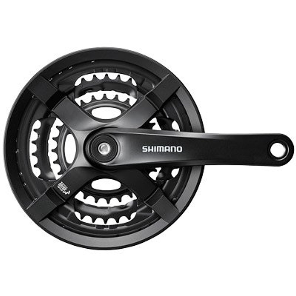 Shimano Tourney FC-TY501 Crankset - 175mm, 6/7/8-Speed, 48/38/28t, Riveted, Square Taper JIS Spindle Interface, Black