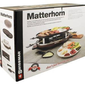 SwissMar KF-77068 8-Person Matterhorn Oval Raclette w/ Wood base, reversible cast aluminum Non-Stick grill plate