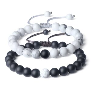 amorwing semi precious stones onyx howlite yin yang mala beads relationship bracelet