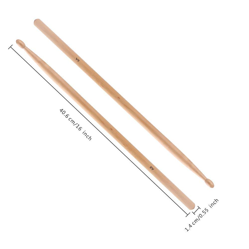 5A Drumsticks, AIEX 3 Pair Drum Sticks Classic Maple Wood Drumsticks Wood Tip Drumstick for Students and Adults (with Waterproof Bag)