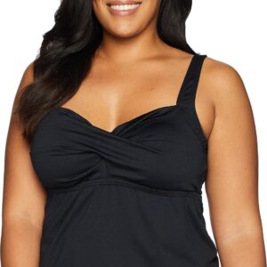 TYR TSTBW7A124W Fitness Plus Solids Womens Twisted Bra Tankini Black 24W