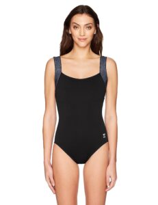 tyr women's mantra square neck controlfit, black, size 8