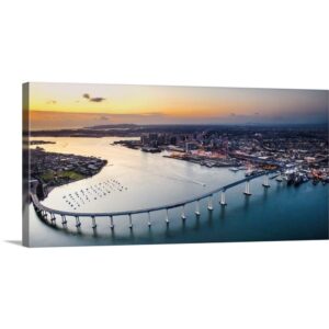 greatbigcanvas coronado bridge, san diego canvas wall art print, bridge home decor artwork, 48"x24"x1.5"