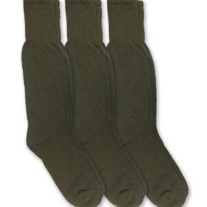 Jefferies Socks Military Combat Uniform Rib Crew Boot Socks 3 Pair Pack (Sock: 9-11/Shoe: 5-8, Olive Green)