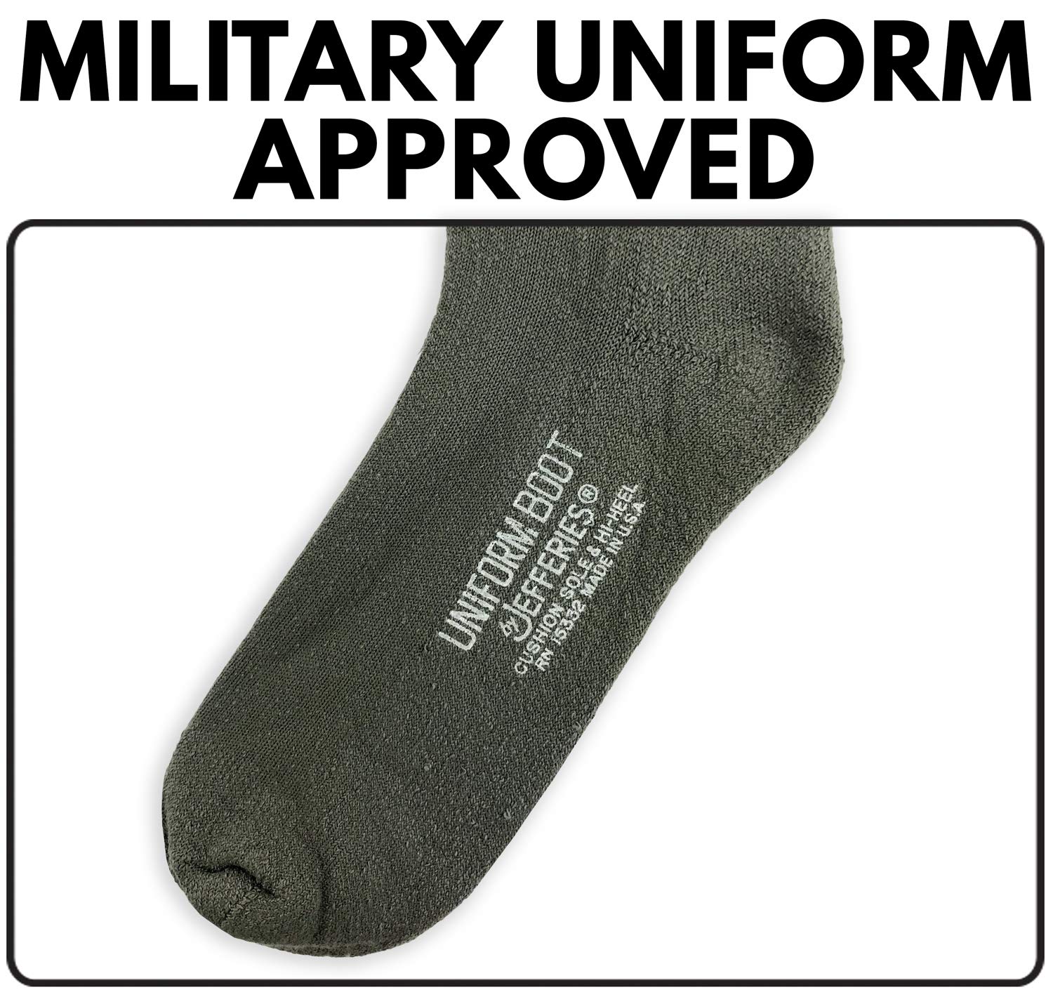 Jefferies Socks Military Combat Uniform Rib Crew Boot Socks 3 Pair Pack (Sock: 9-11/Shoe: 5-8, Olive Green)