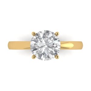 clara pucci 2.0 ct brilliant round cut clear simulated diamond 14k yellow gold solitaire engagement bridal anniversary ring size 5.5