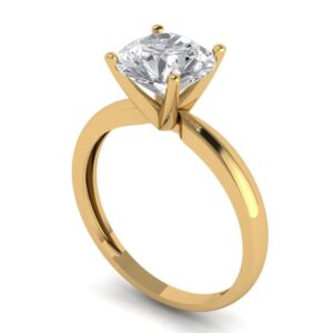 Clara Pucci 2.0 Ct Brilliant Round Cut Clear Simulated Diamond 14K Yellow Gold Solitaire Engagement Bridal Anniversary Ring Size 10