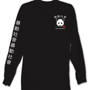 Riot Society Mens Panda Rose Long Sleeve T-Shirt - Black, Large