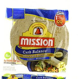 Mission 10 Inch Carb Balance Whole Wheat Tortillas LARGE Burrito 8 ct 20 oz Pack of 3 Total of 60 oz Kosher Certified