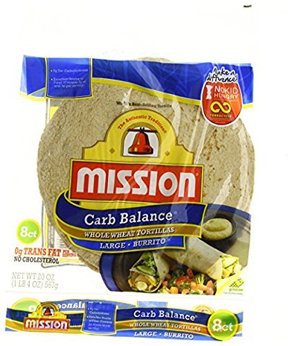 Mission 10 Inch Carb Balance Whole Wheat Tortillas LARGE Burrito 8 ct 20 oz Pack of 3 Total of 60 oz Kosher Certified