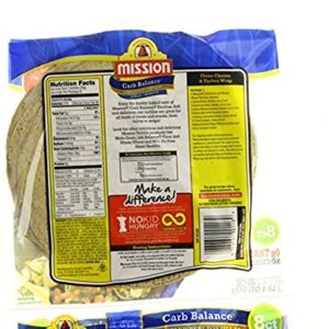 Mission 10 Inch Carb Balance Whole Wheat Tortillas LARGE Burrito 8 ct 20 oz Pack of 3 Total of 60 oz Kosher Certified